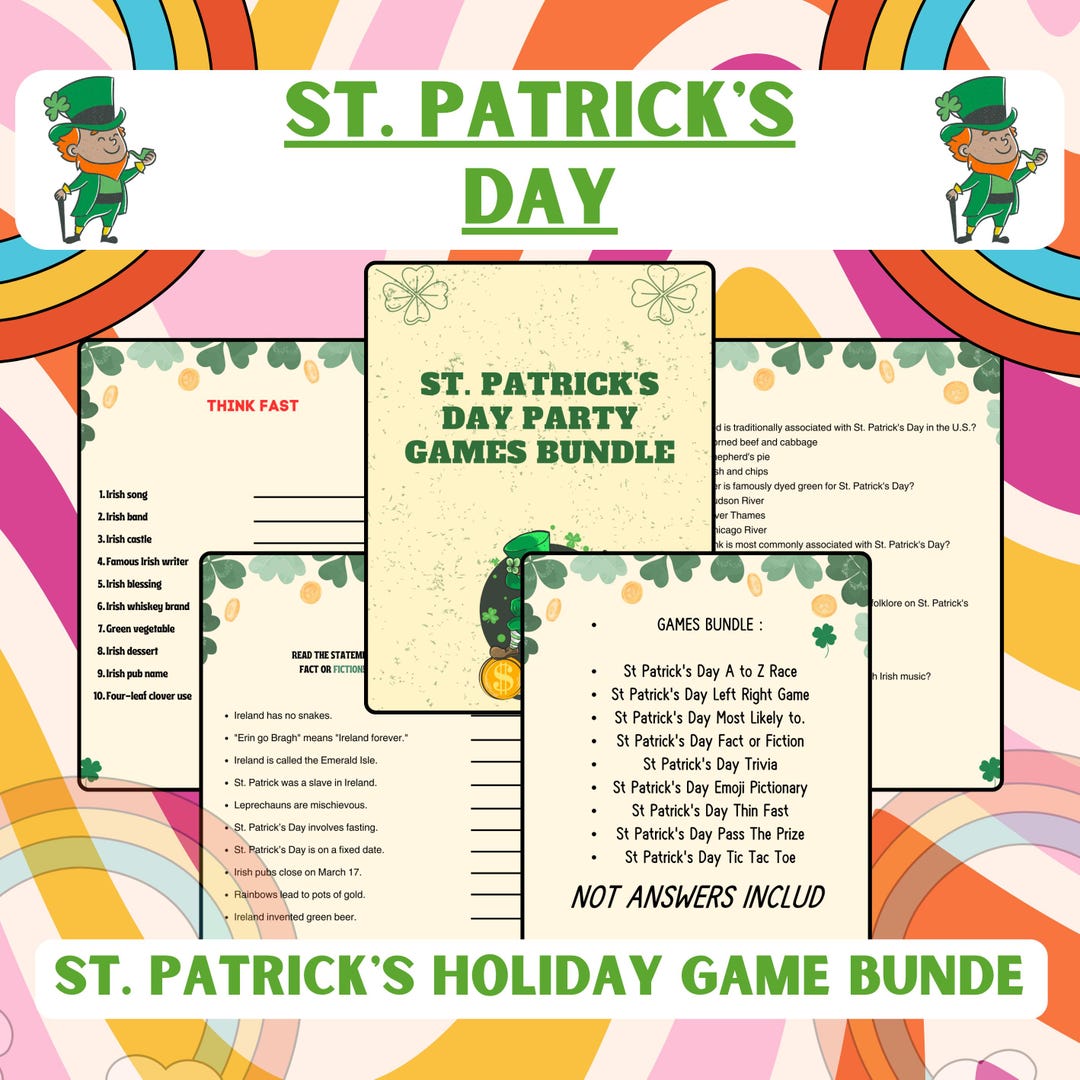 St Patricks Day Printable Games | St Patricks Games Bundle | St ...