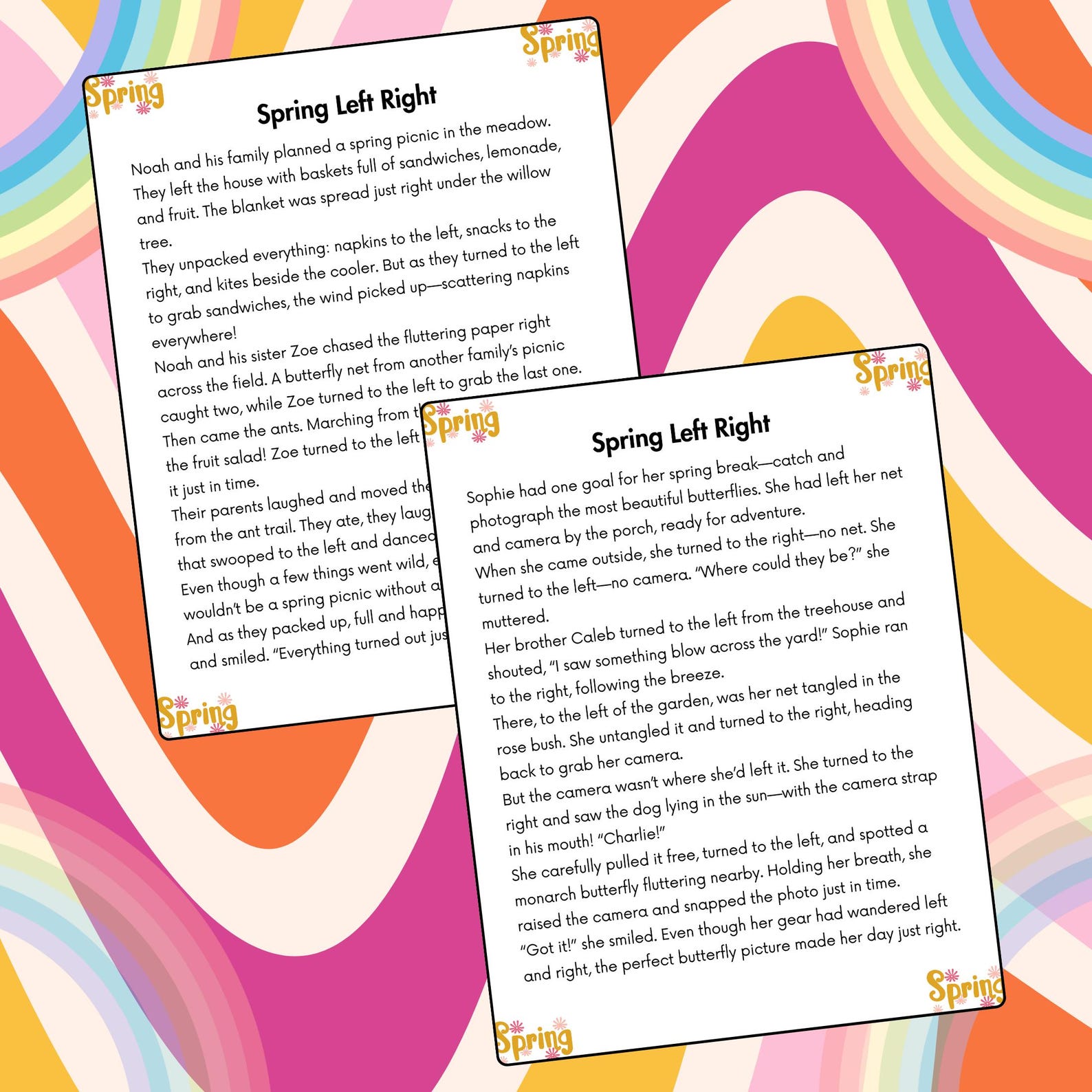 Spring Games Printable | Spring Left Right Game | Spring Season Party ...