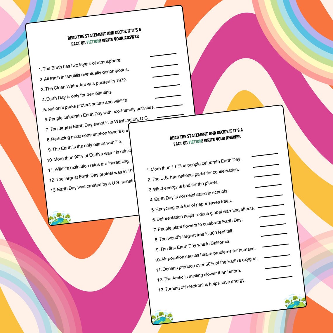 Earth Day Fact or Fiction Game | Earth Trivia Quiz | Earth Day True or ...