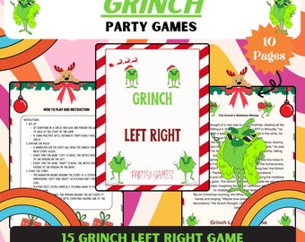Christmas Grinch Gift Exchange Game 15 Grinch Left Right Game Pass the ...