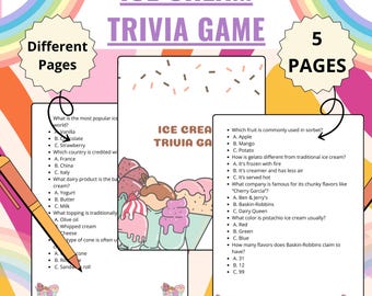 Ice Cream Trivia Game, Printable Ice Cream Party Game, Summer Activity ...