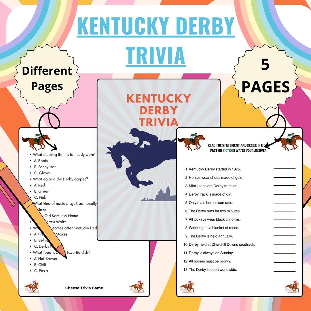 Kentucky Derby Trivia Game | Printable 151st Derby Party Games | 2025 ...
