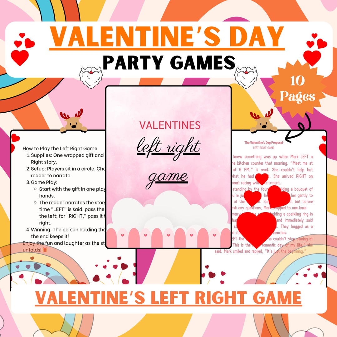 Valentine's Day Left Right Game | Valentine's Right Left Game ...