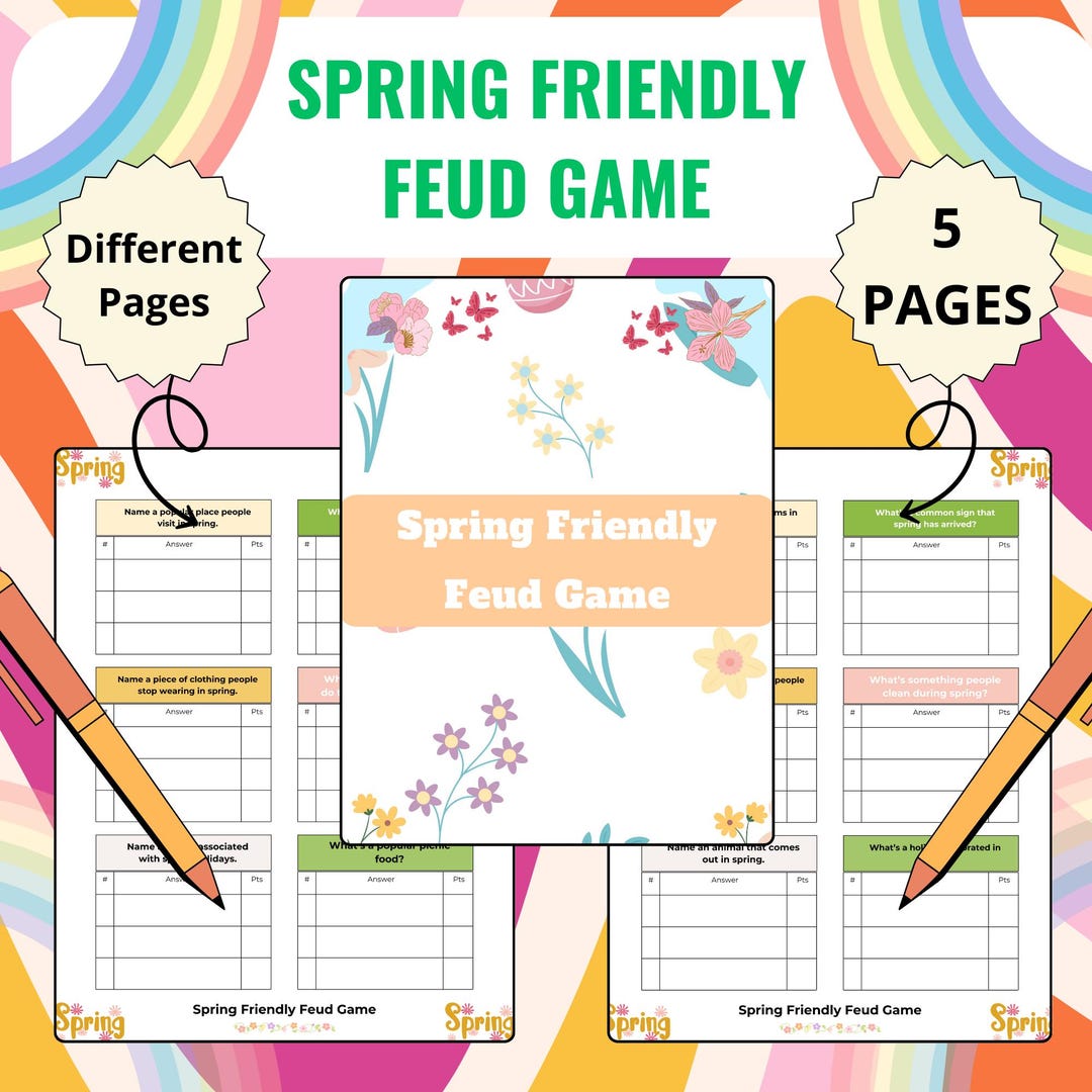 Spring Feud Printable Game | Fun Spring Family Feud Party Games ...