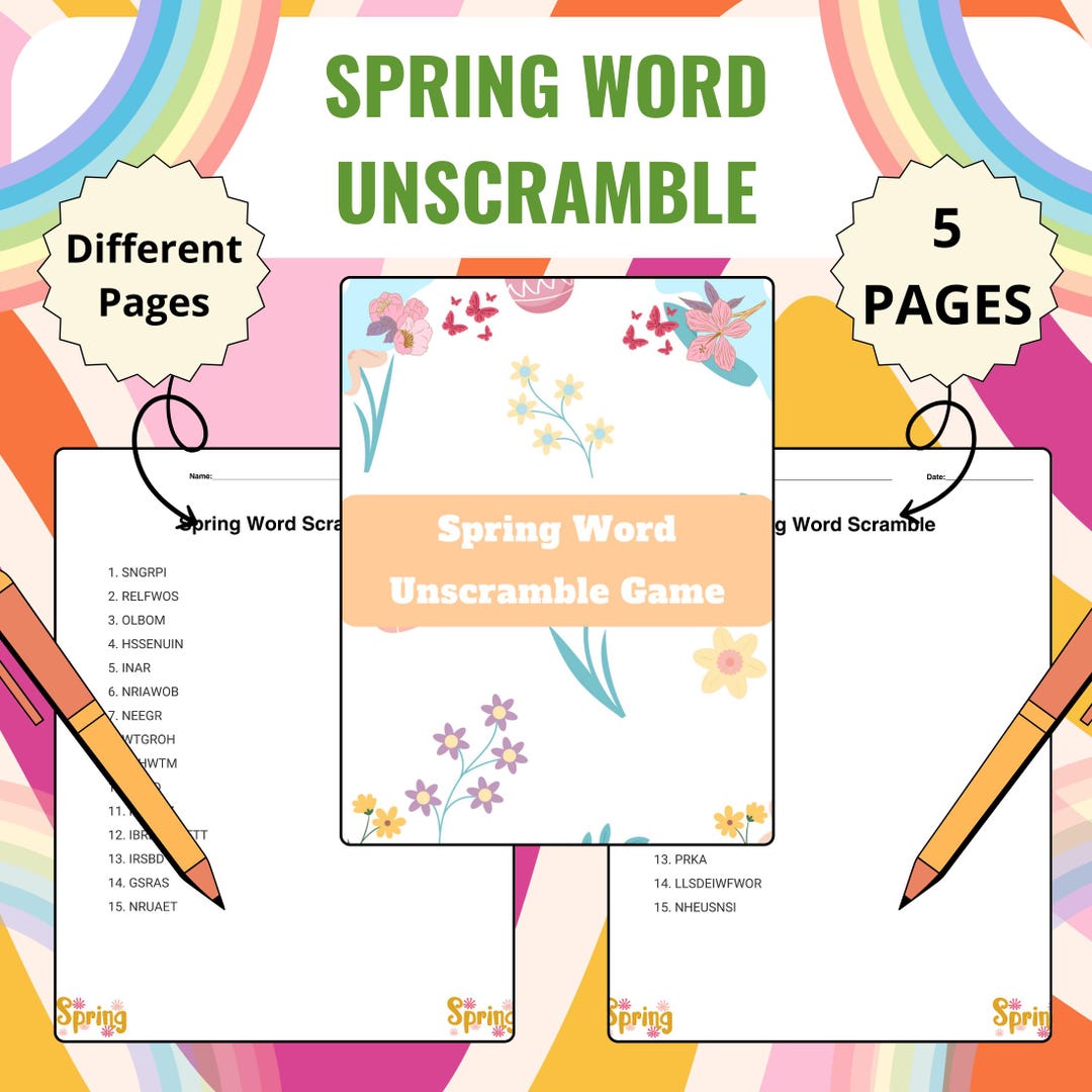 Spring Word Scramble Game | Printable Springtime Games | Party Games ...