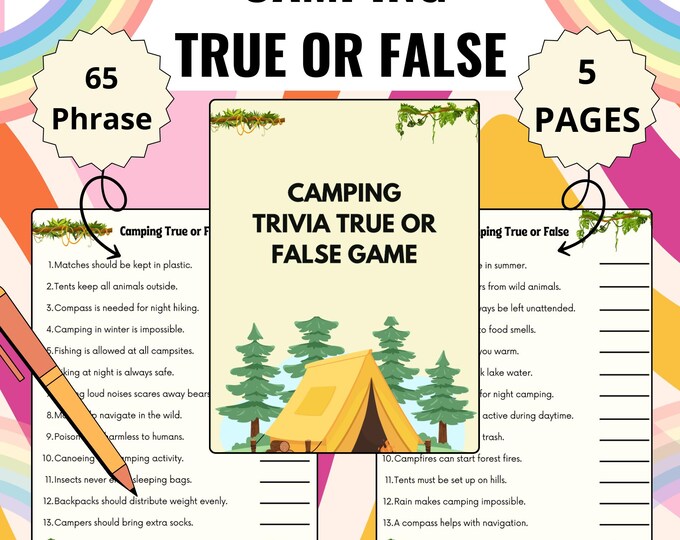 Camping Trivia Game | Camping True or False Game | Fun Camping Game ...