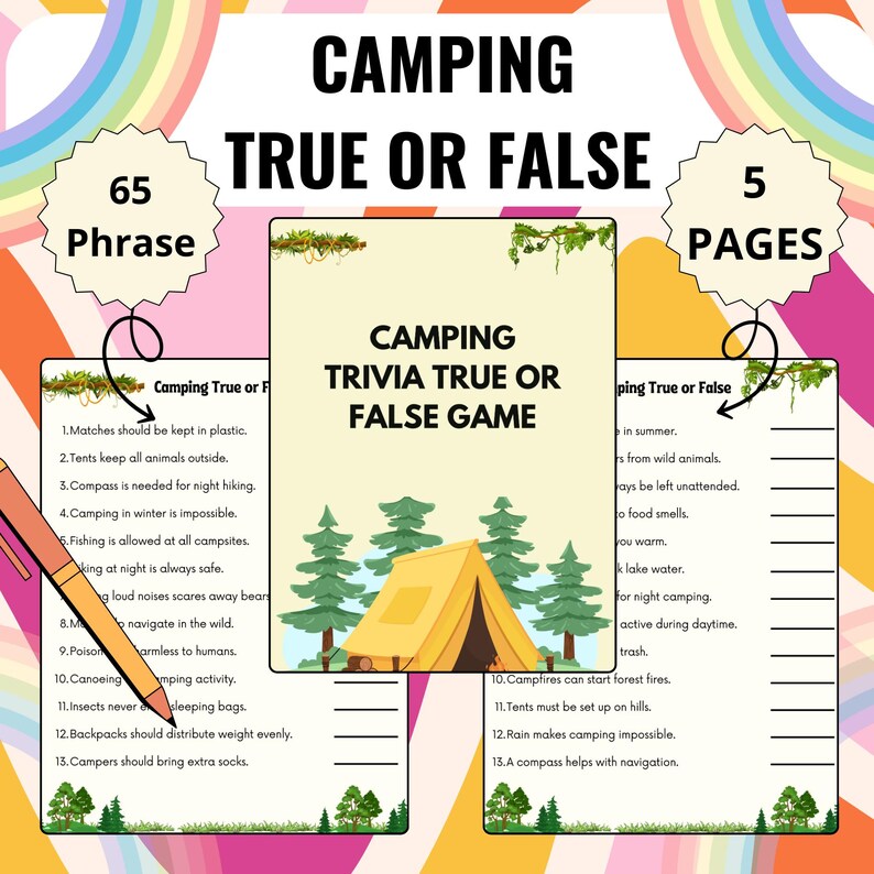 Camping Trivia Game | Camping True or False Game | Fun Camping Game ...