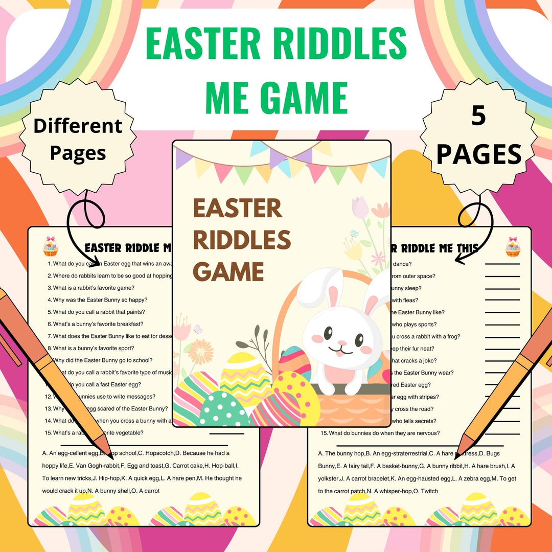 Easter Riddles Printable Game | Family Activity Kids Adults | Easter ...