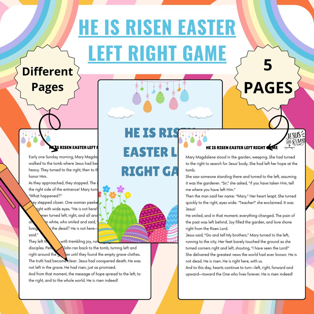 He is Risen Left Right Game, Holy Week Game, Resurrection Easter Story ...