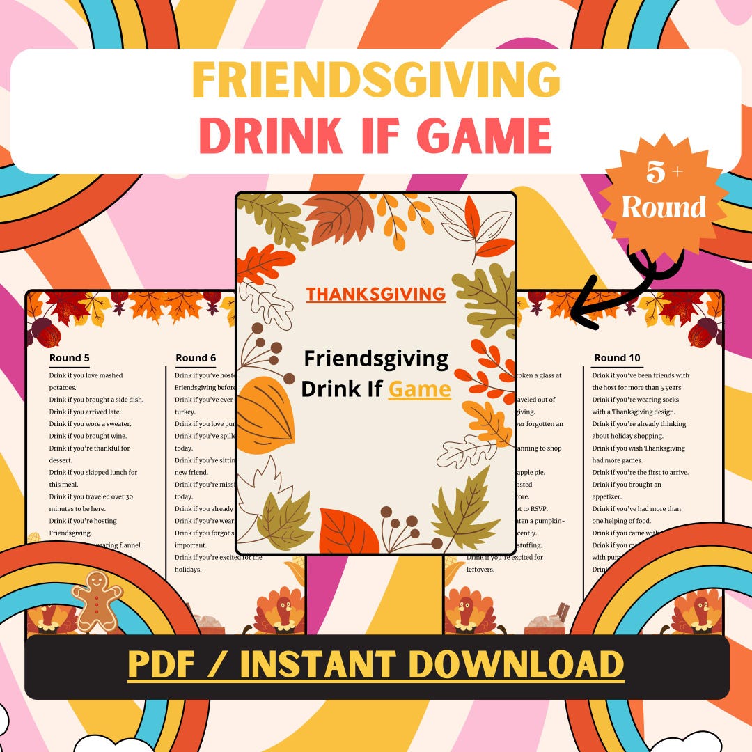 Thanksgiving Drink If Game | Fun Printable Friendsgiving Drinking Game ...