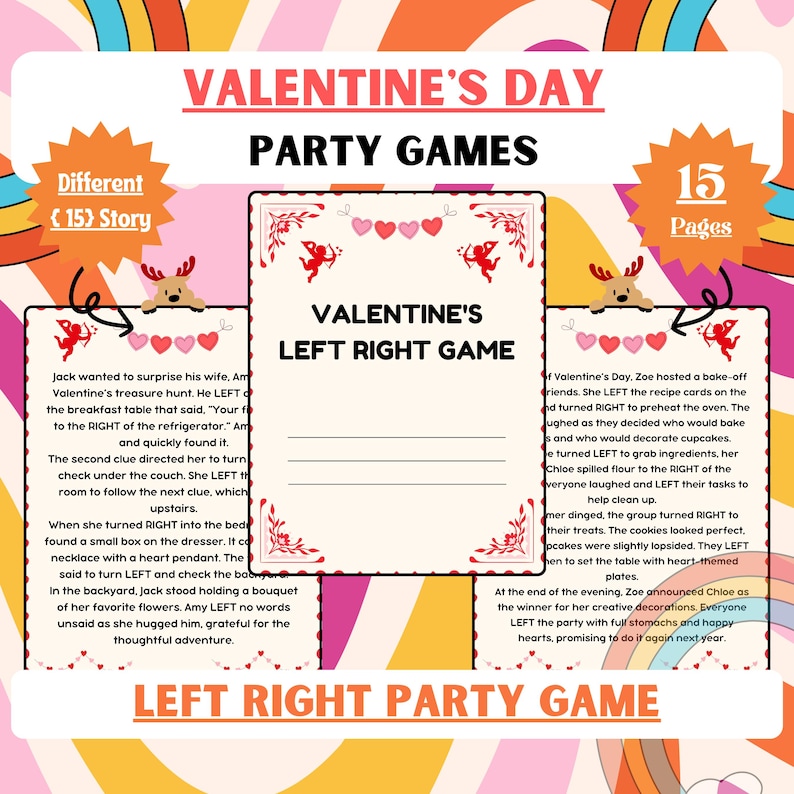 Valentine's Left Right Game: Printable Party Gift Exchange (PDF) - Etsy