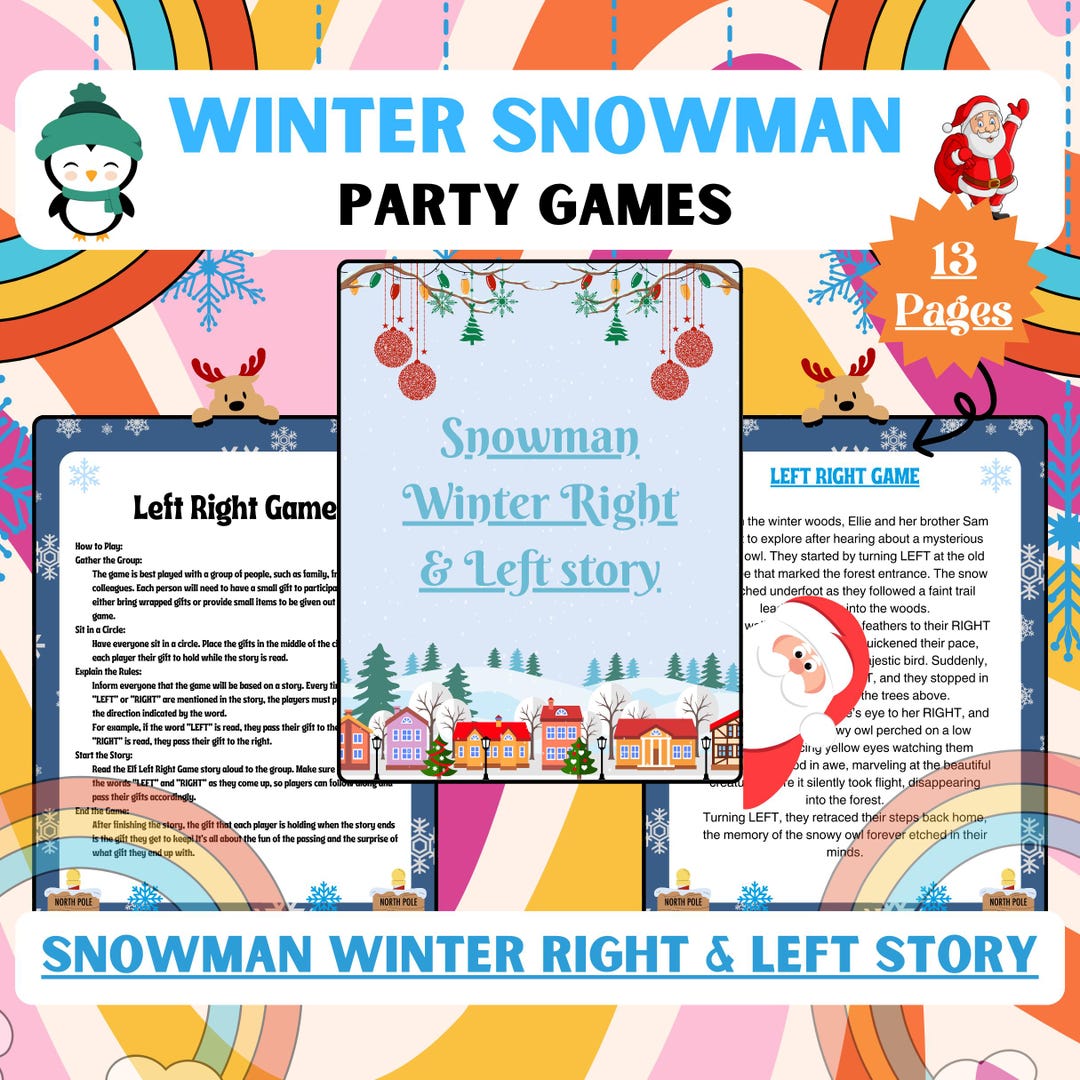 Winter Snowman Left-right Story Game Winter Game Fun Printable Holiday ...