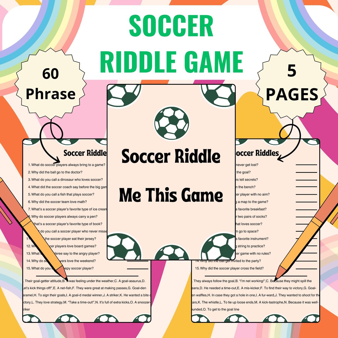 Soccer Riddle Me This Game | Printable Soccer Trivia Party Game ...