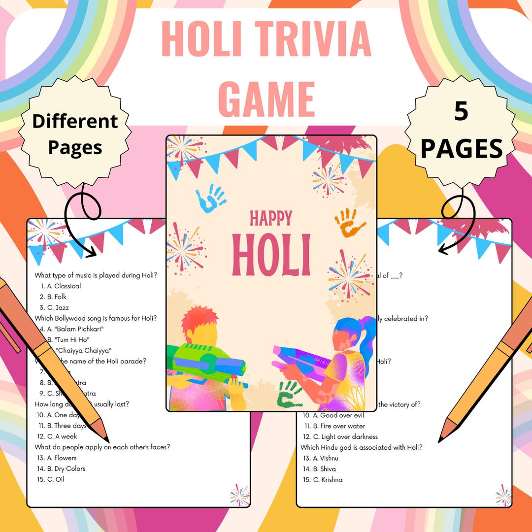 Holi Trivia Game | Printable Festival of Color Trivia Game | Holi ...