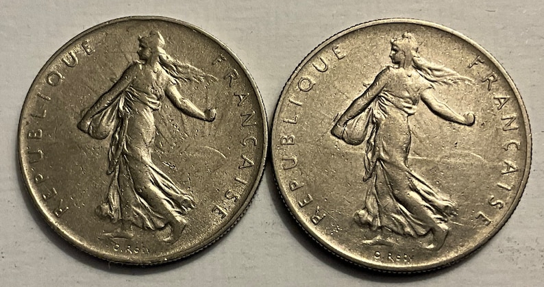 Two 1960 France 1 Franc Coins - Etsy