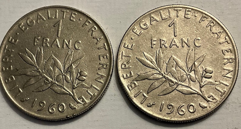 Two 1960 France 1 Franc Coins - Etsy