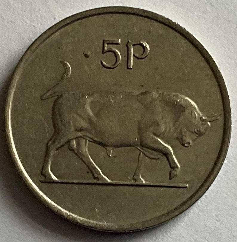 1982 Ireland 5 Pence Coin - Etsy