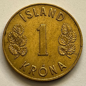 1946 Iceland 1 Krona Coin - Etsy