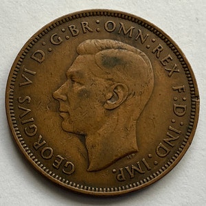 Two 1945 King George VI One Penny Coins - Etsy