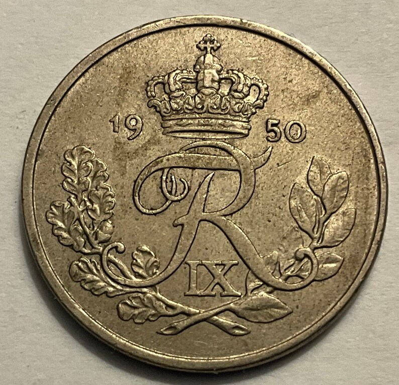 1950 Denmark 25 Ore Frederick IX Coin - Etsy