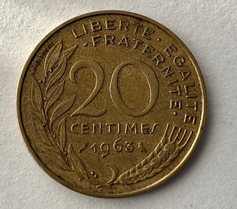 Three 1963 Republique Francaise France 20 Centimes Coin - Etsy