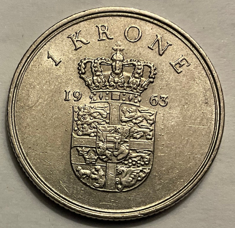 1963 Denmark 1 Krone Frederick IX Coin - Etsy