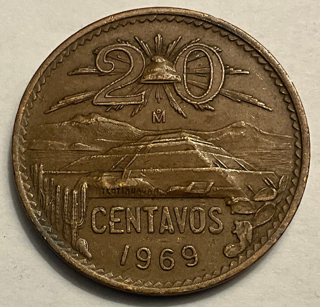 1969 Mexico 20 Centavos Coin - Etsy