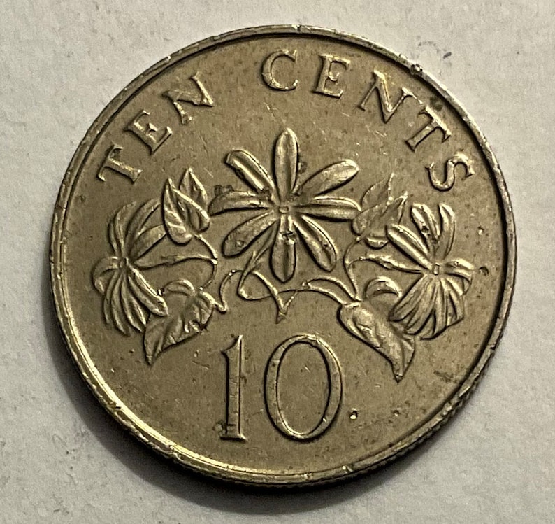 1993 Singapore 10 Cents Coin - Etsy