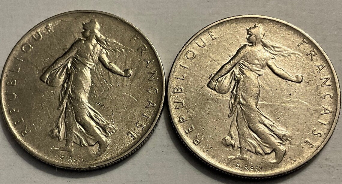 Two 1960 France 1 Franc Coins - Etsy