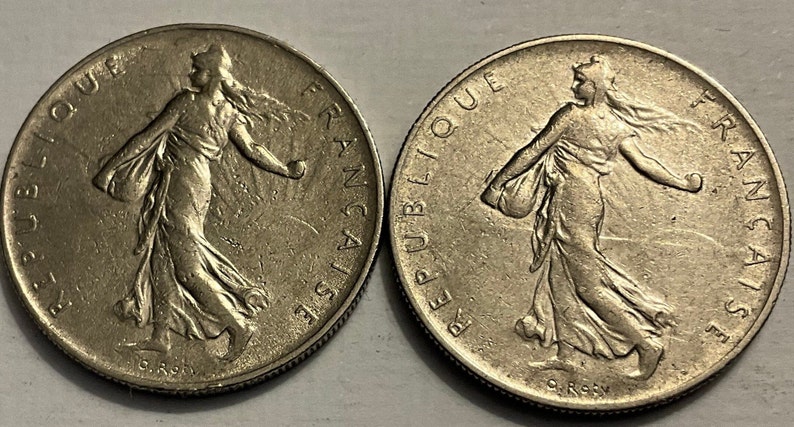 Two 1960 France 1 Franc Coins - Etsy