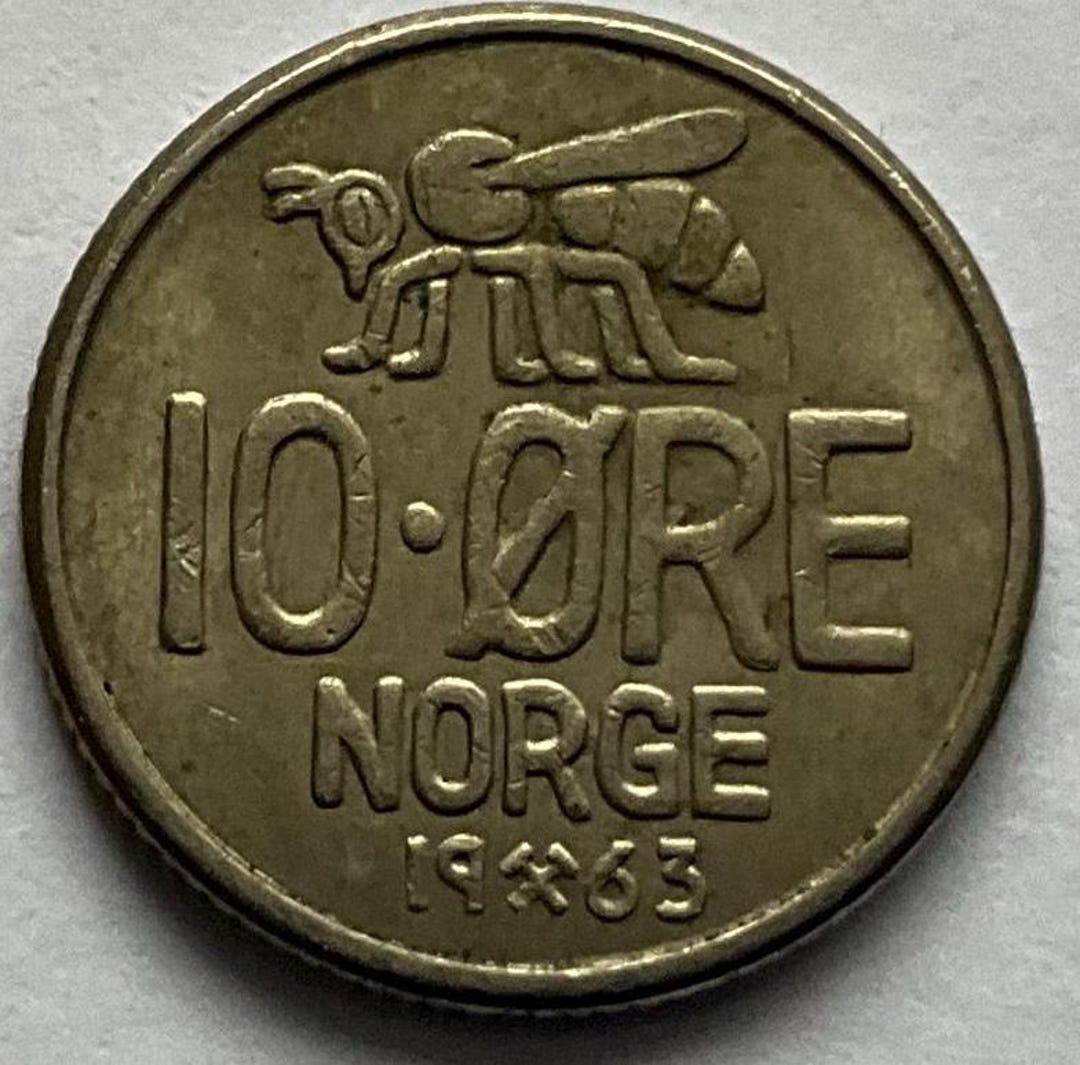 1963 Norway Olav V 10 Ore Coin - Etsy