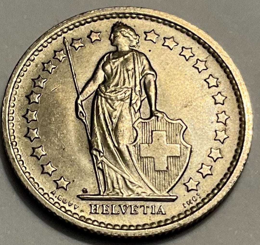 1968 Switzerland 1/2 Franc Helvetia Coin - Etsy