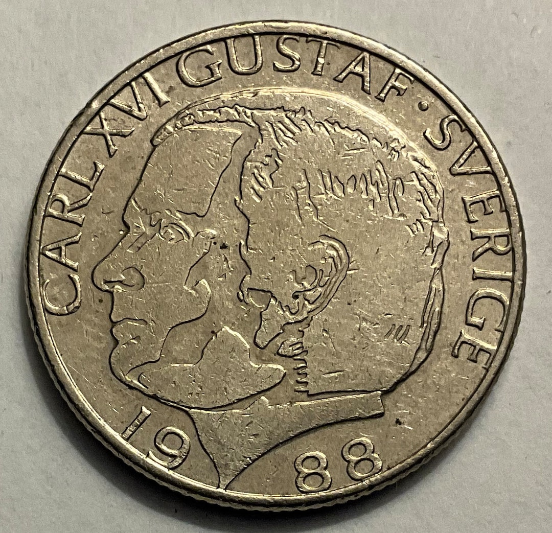1988 Sweden 1 Krona Carl XVI Gustaf Coin - Etsy