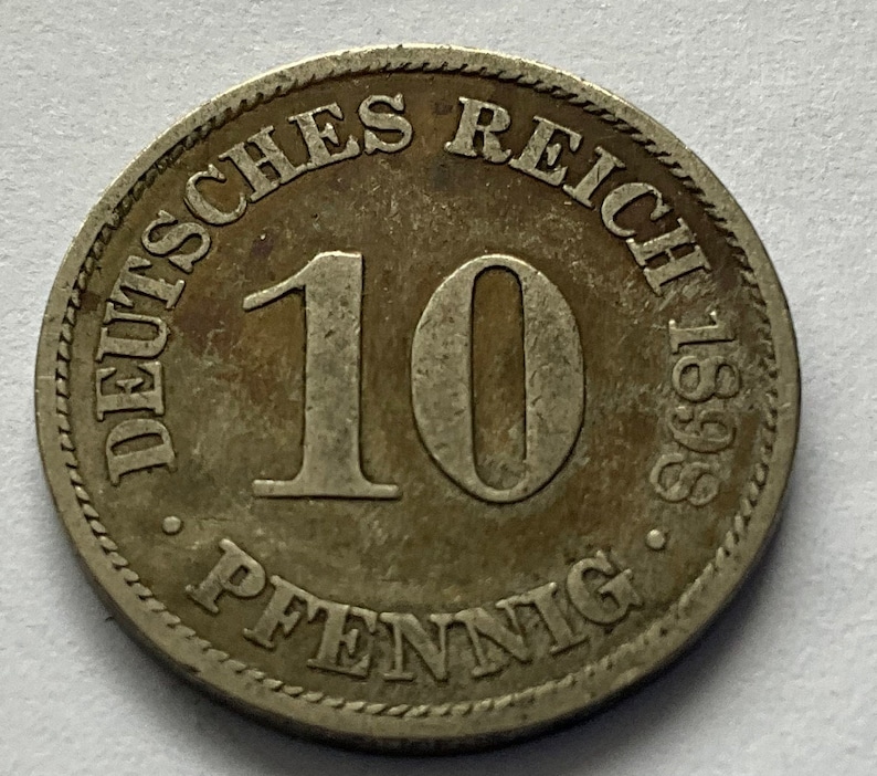 1898 German 10 Pfennig Coin - Etsy