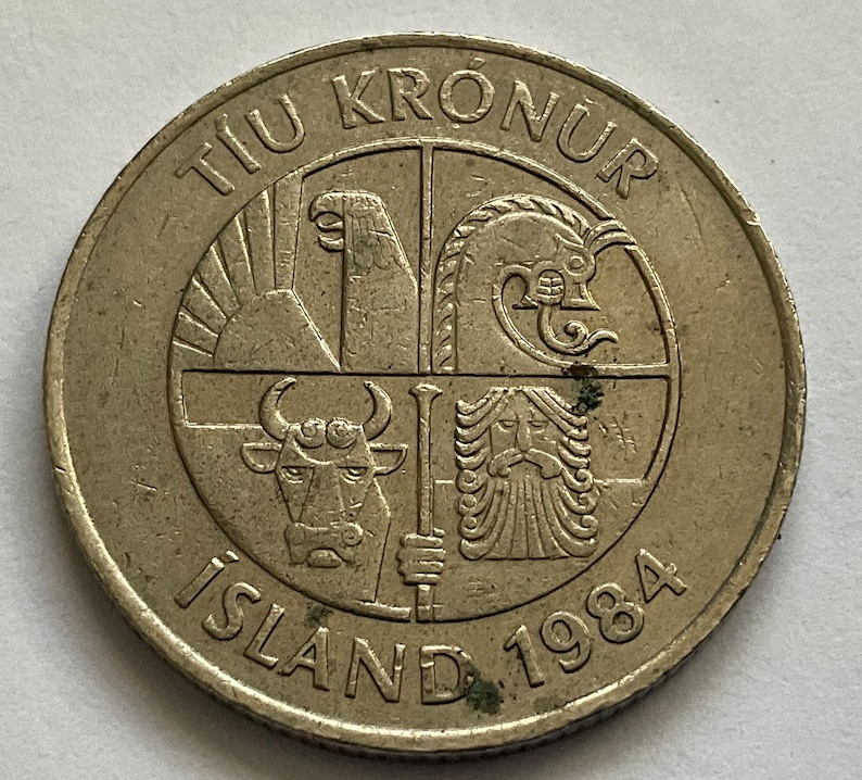 1984 Iceland 10 Kronur Coin - Etsy