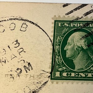 Original 1913 George Washington 1 Cent Stamp Green on A Rare Postcard ...