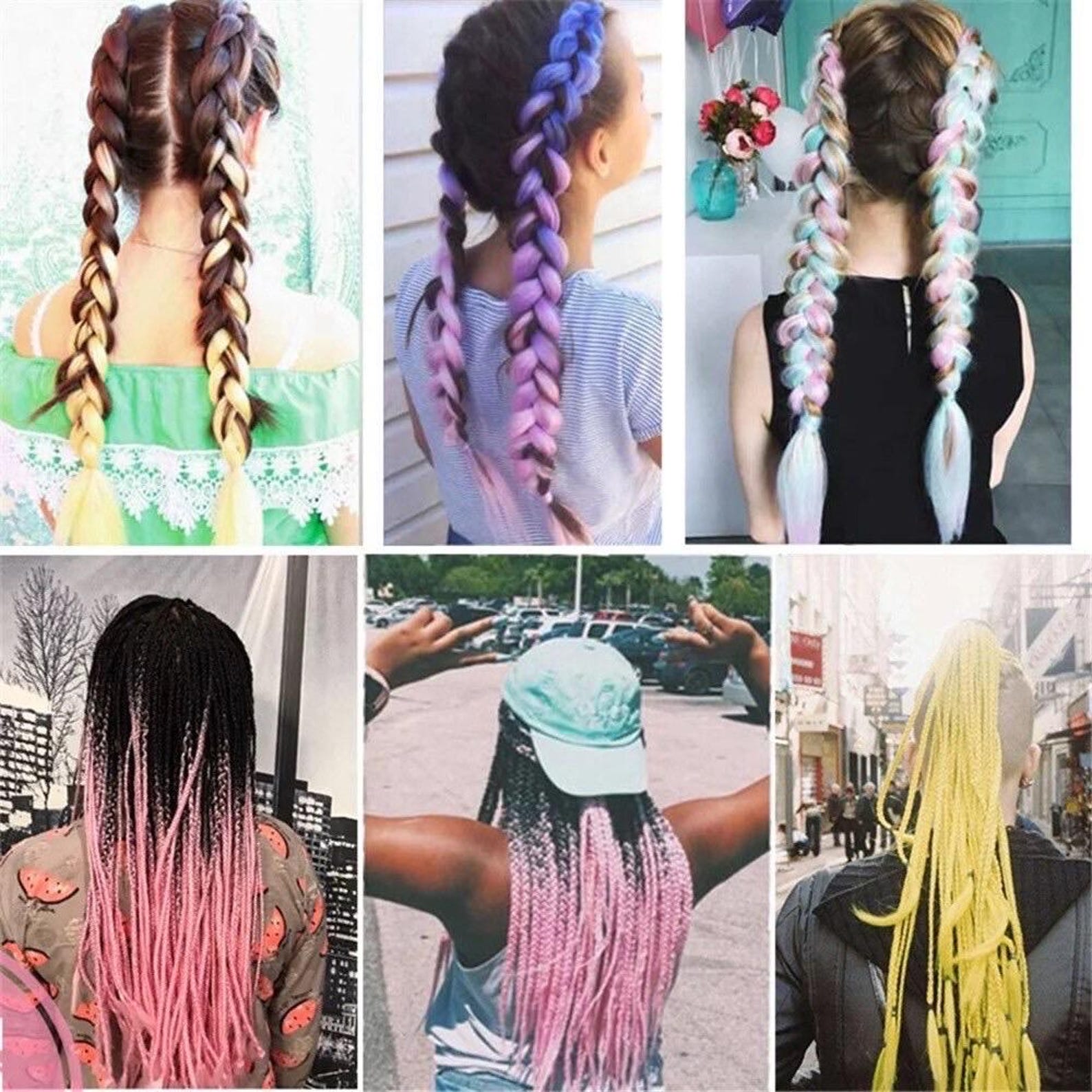24" 100g Jumbo Hair Extensions Kanekalon Braiding Hair Box Twist Braid ...