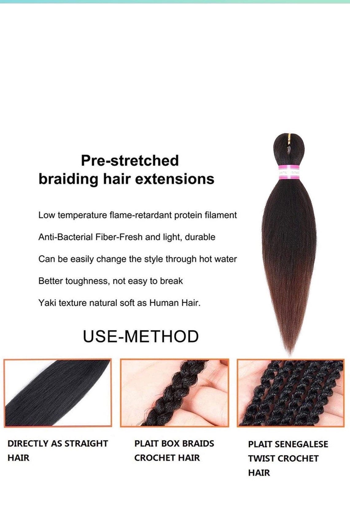 Pre-stretched EZ Braid Hair Extensions Jumbo Box Braiding Kanekalon ...