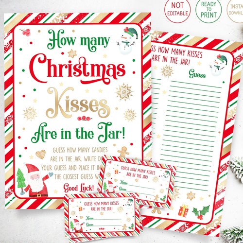Christmas Candy Guessing Game Printable How Many Candies Are - Etsy