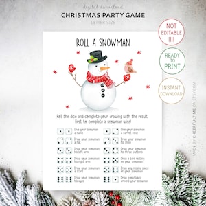 Christmas Roll A Snowman Dice Game Printable. Christmas Dice Game ...