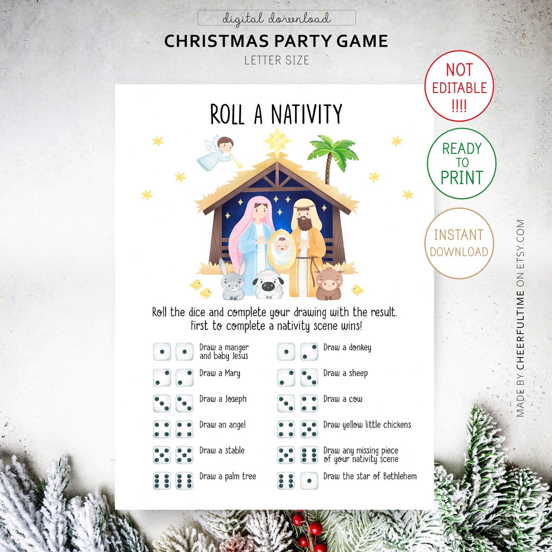 Printable Christmas Dice Game. Family Xmas Activity. Holiday Dice Fun ...