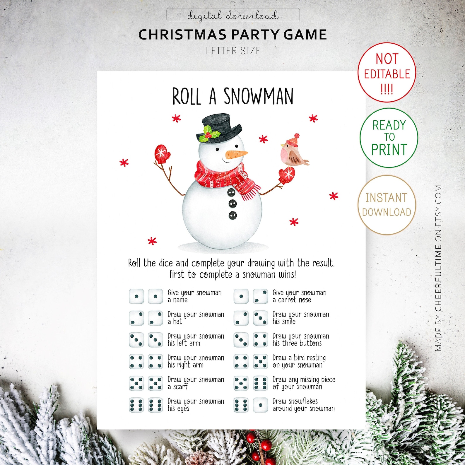 Christmas Roll A Snowman Dice Game Printable. Christmas Dice Game ...