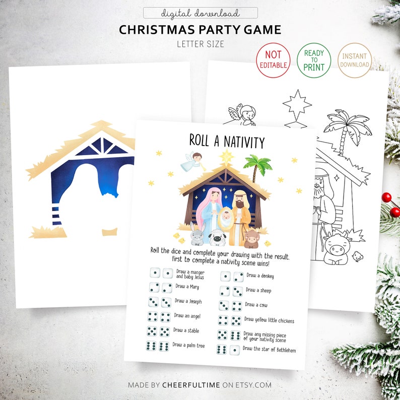 Printable Christmas Dice Game. Family Xmas Activity. Holiday Dice Fun ...