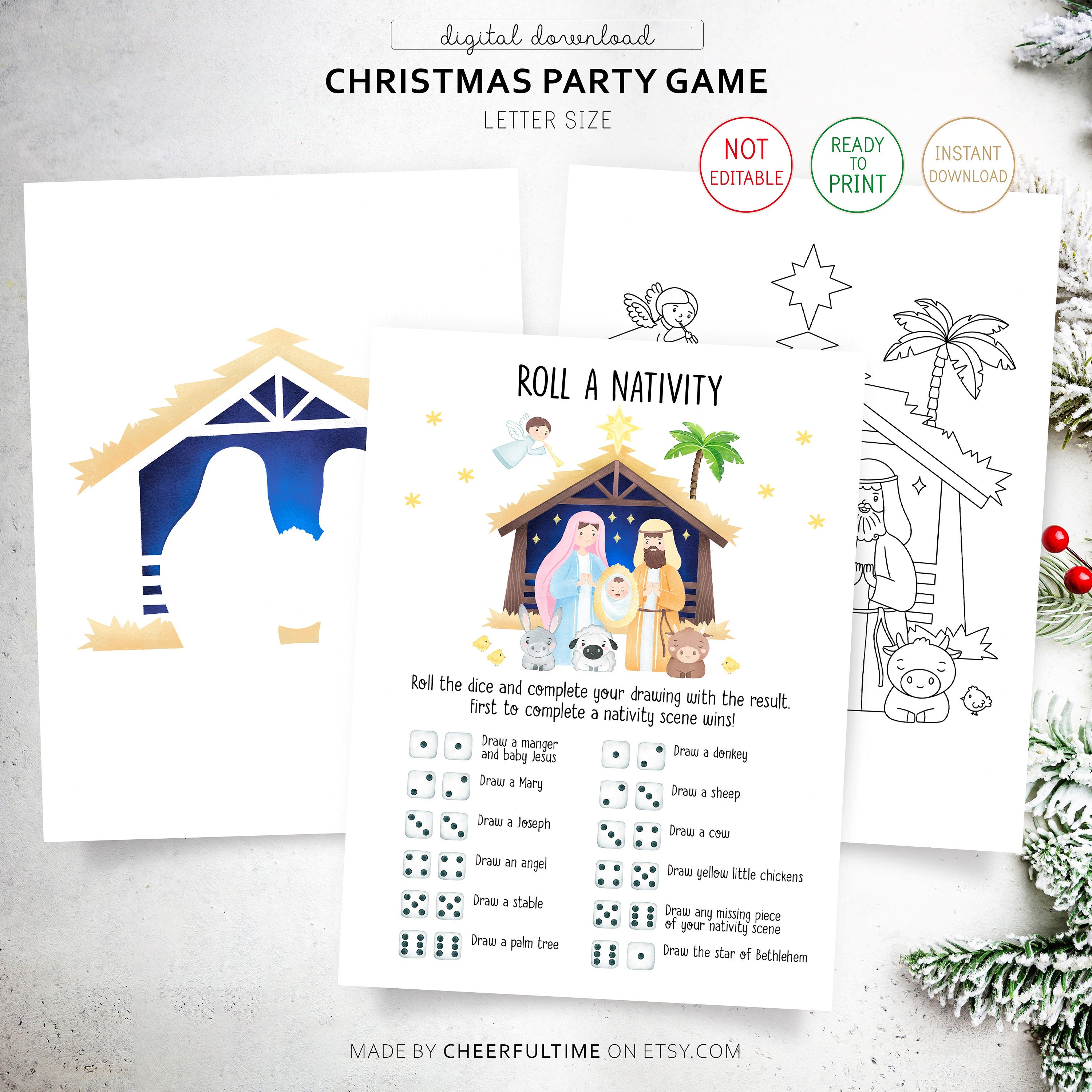 Printable Christmas Dice Game. Family Xmas Activity. Holiday Dice Fun ...