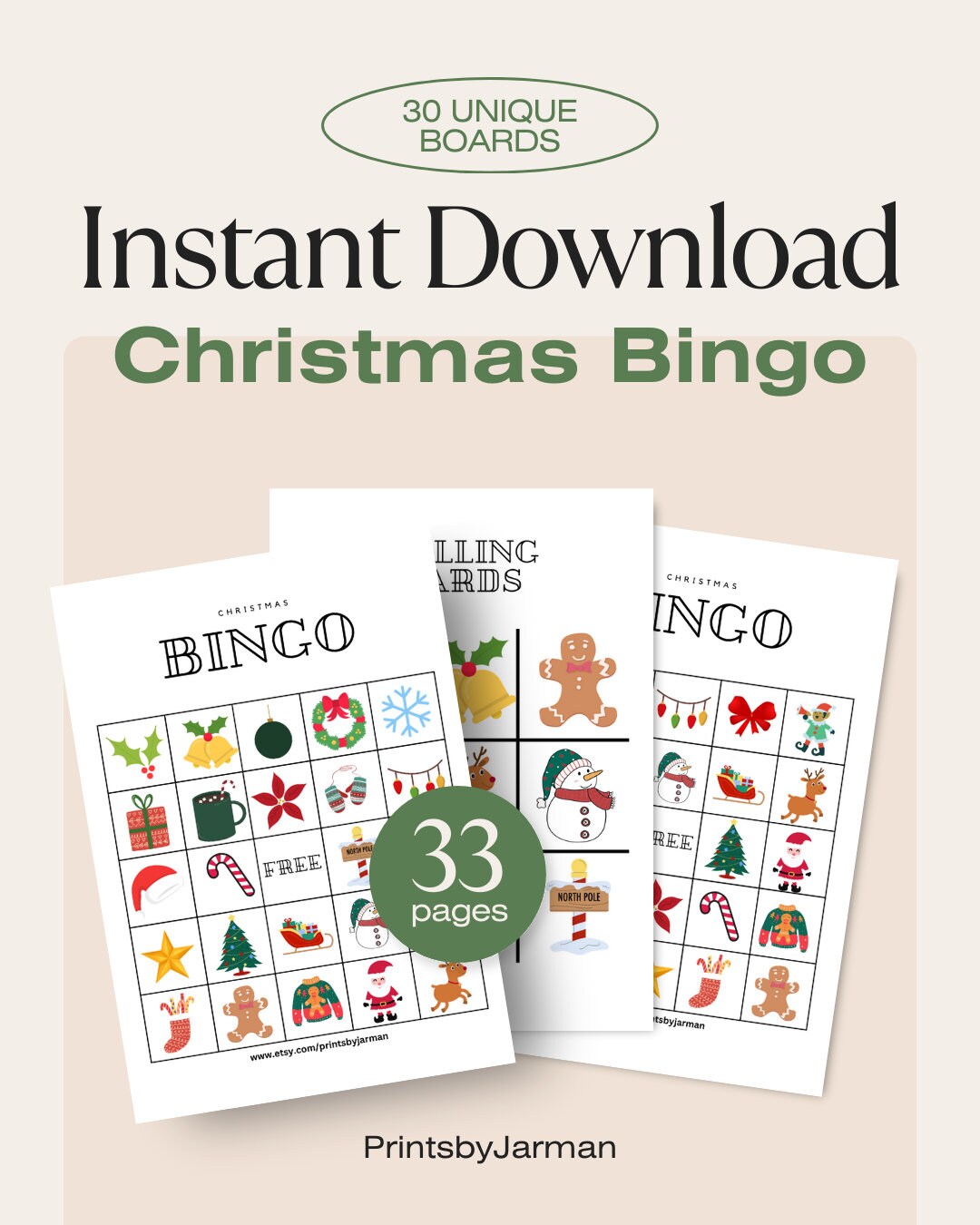 Christmas Bingo, Instant Download - Etsy