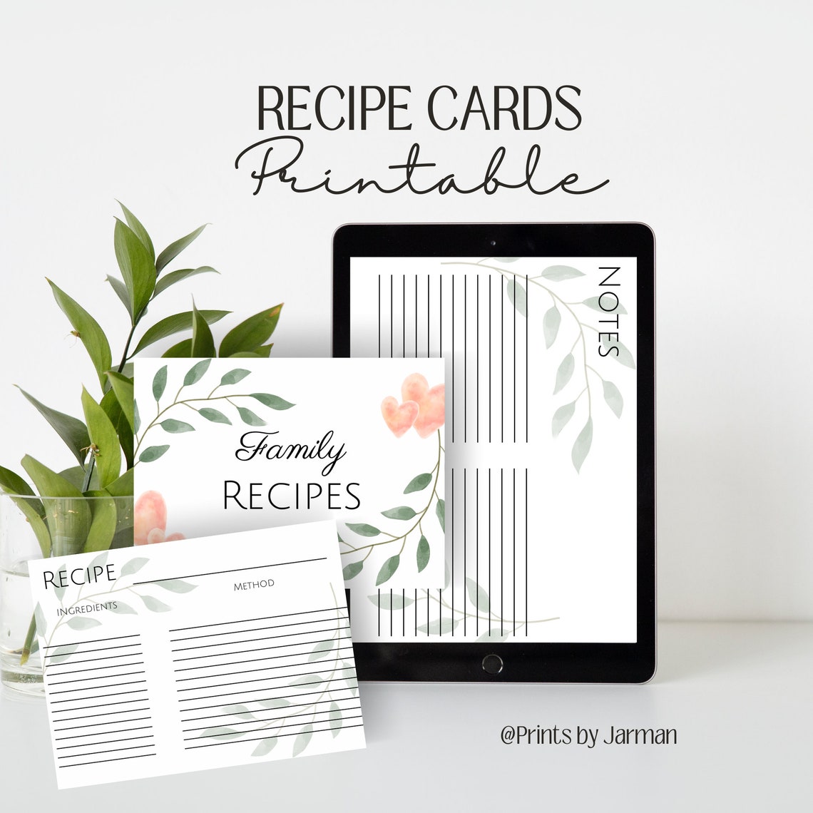 Printable Recipe Cards, Family Recipe Cards, Recipe Cards, Digital ...
