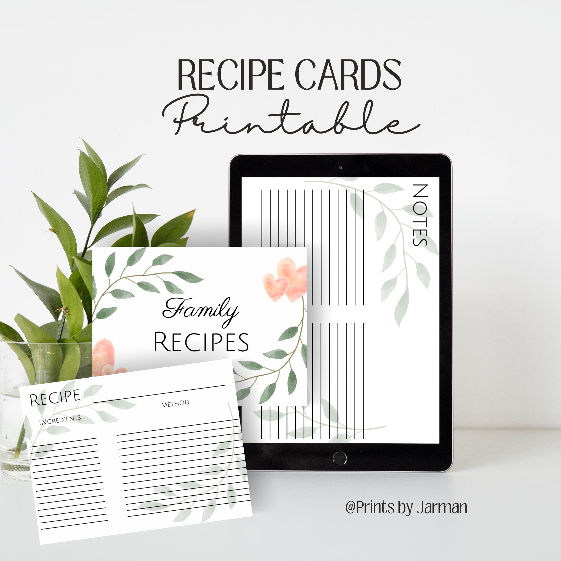 Printable Recipe Cards, Family Recipe Cards, Recipe Cards, Digital ...