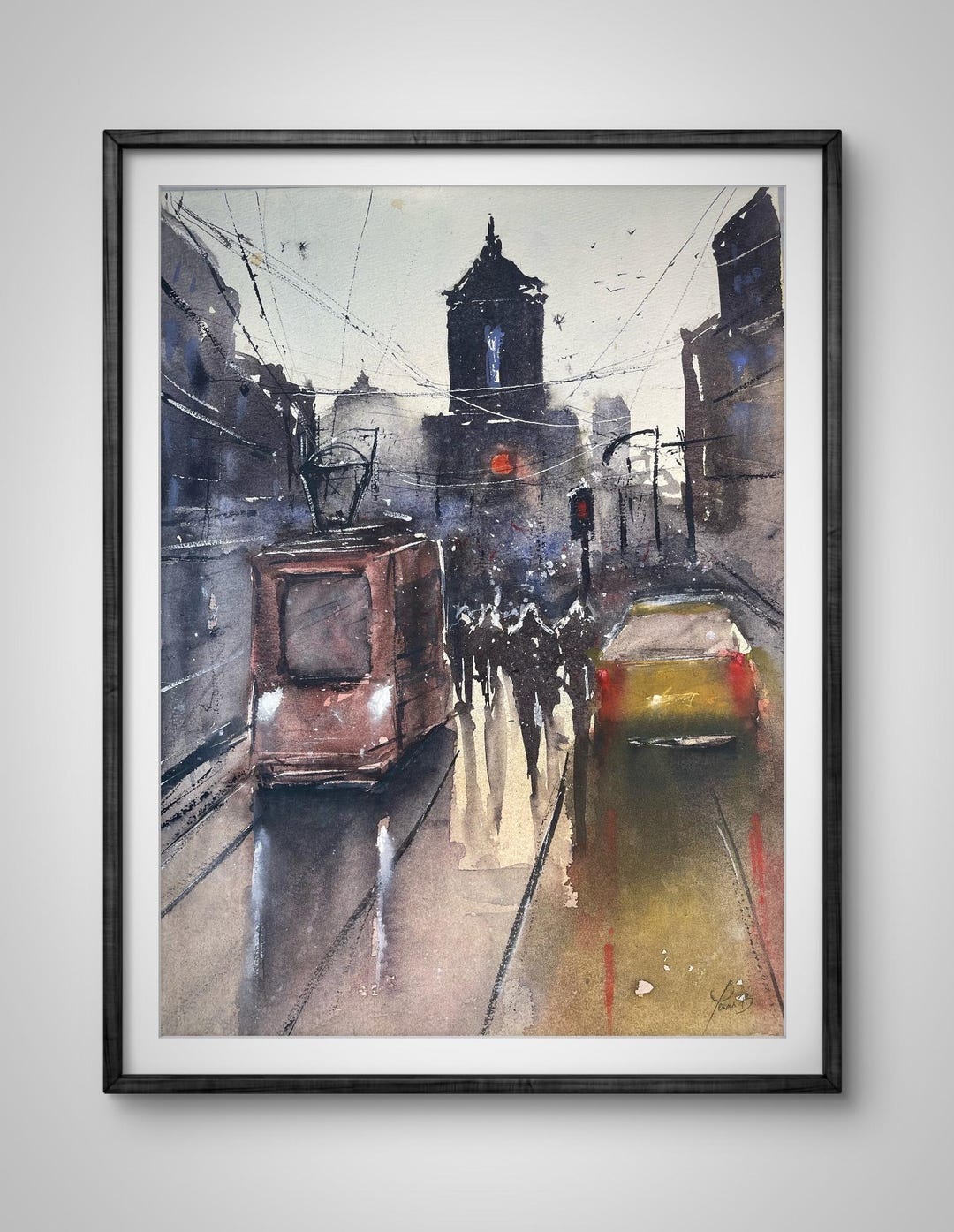 Original Watercolor Painting / Acuarela Original – Urban Cityscape With ...