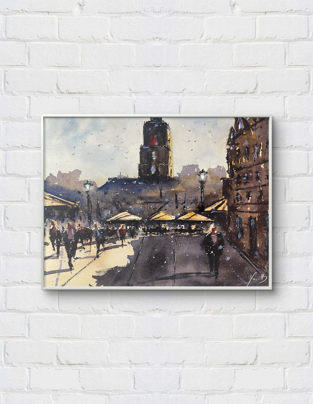 Bruges Belgium Watercolor Painting | 9x12 Original Belfry Cityscape ...