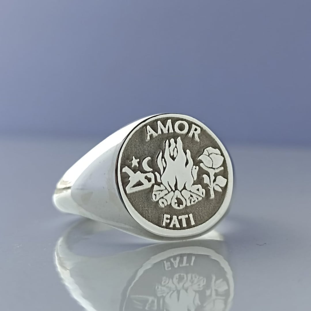 Amor Fati Cushion Ring, Amor Fati Signet Ring, Fate Ring, Love of Fate ...